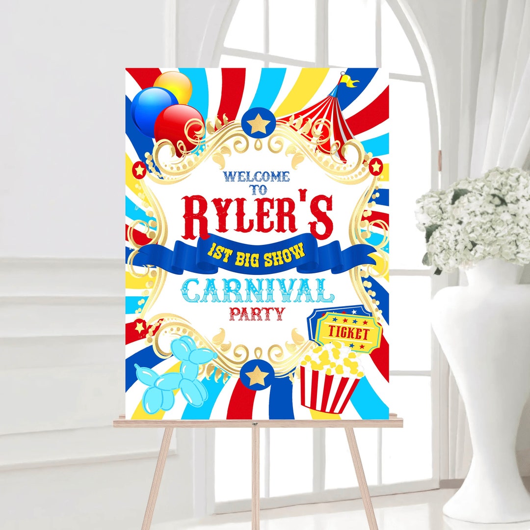 CIRCUS CARNIVAL Birthday Printable Welcome Sign Template Design ...