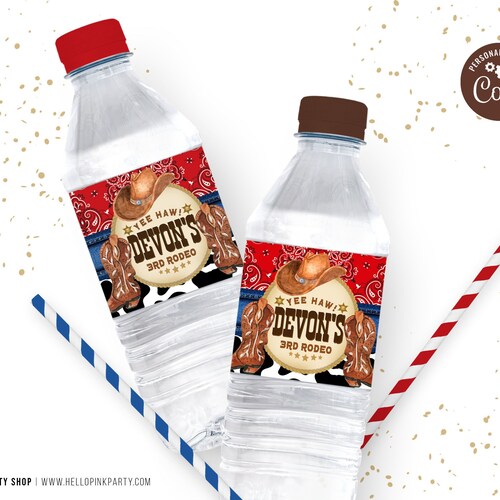 Cowboy Birthday Party Juice Pouch Labels Printable Templates - Etsy
