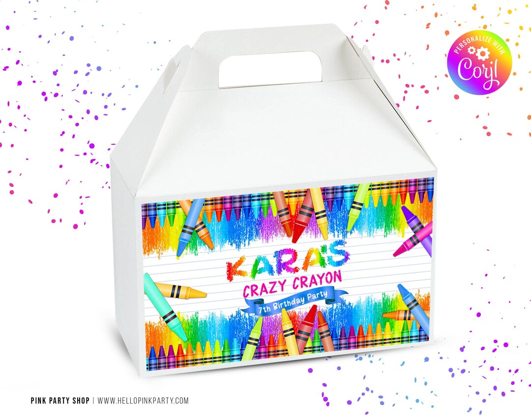 Crayon Birthday Juice Gift Box Label Editable Template Printable Arts ...