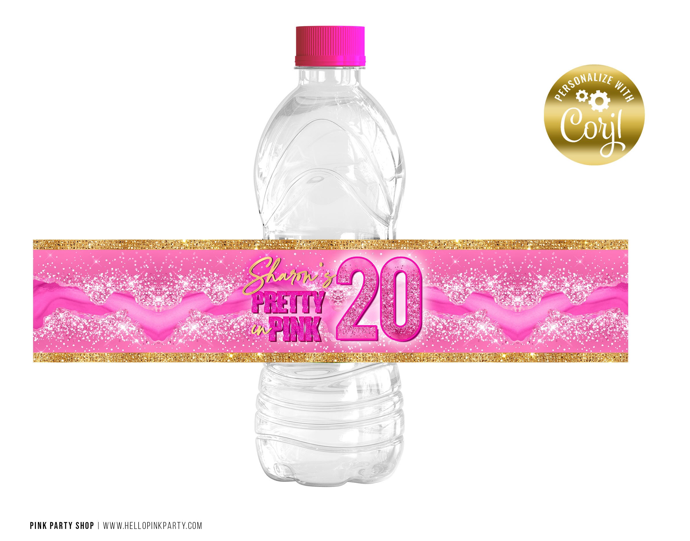 Shades of Pink Water Labels Wrapper Editable Corjl Printable - Etsy