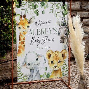 Editable Welcome Sign Little Wild One Safari Jungle Baby Shower Poster ...