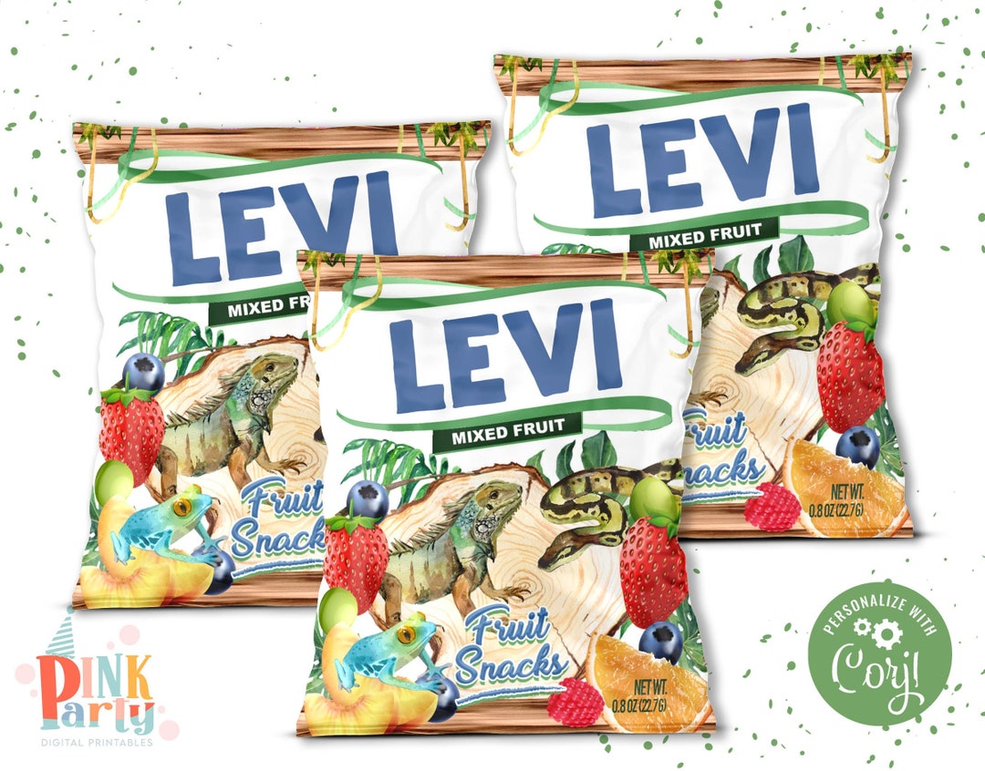 Kids Birthday Fruit Snacks Bag Template Printable, Kids Birthday Snack ...