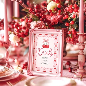 Cherry Cards and Gifts Sign Cherry on Top Baby Shower Pink Bow Baby ...