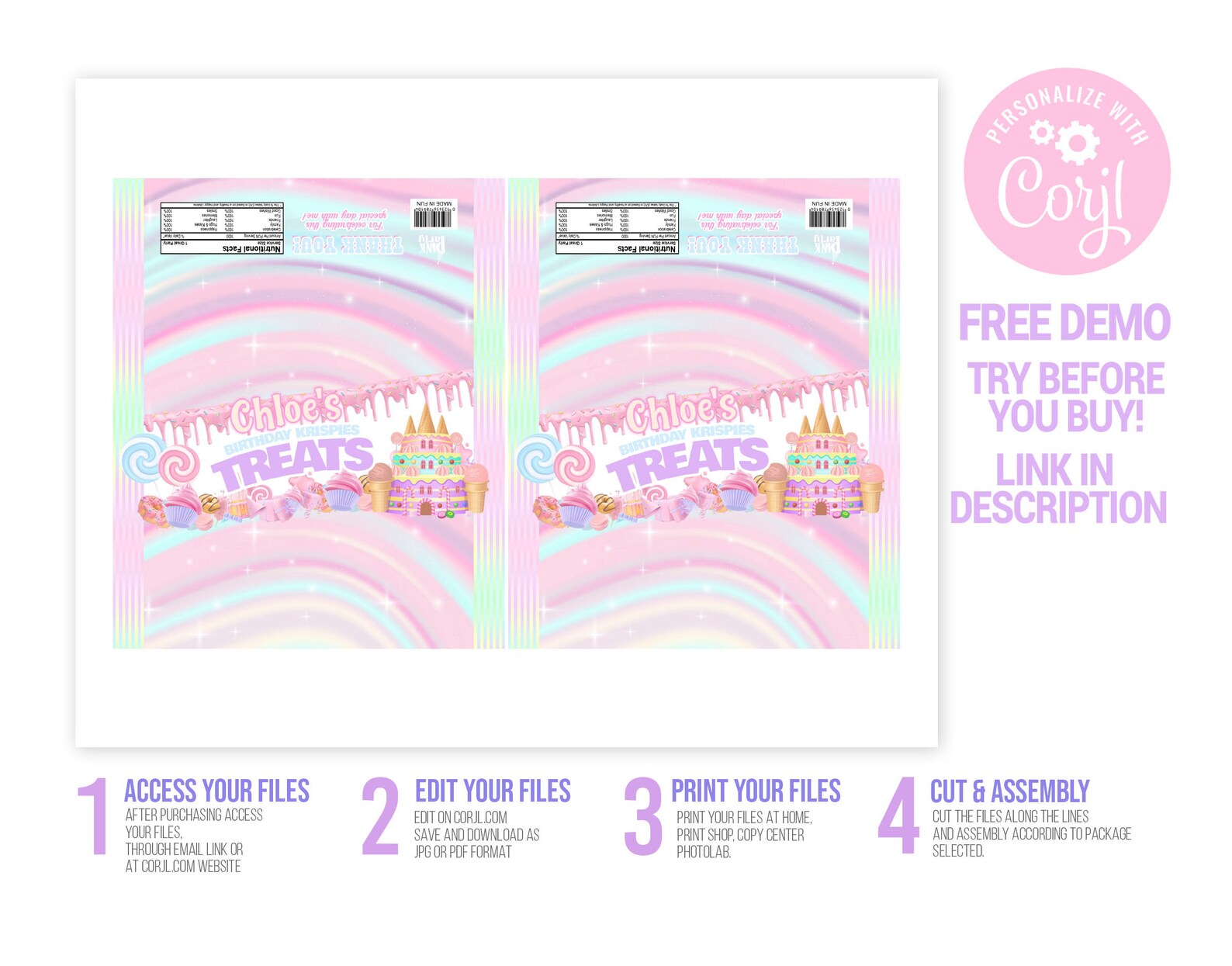 Kids Birthday Candy Bar Wrapper Printable Templates Kids - Etsy