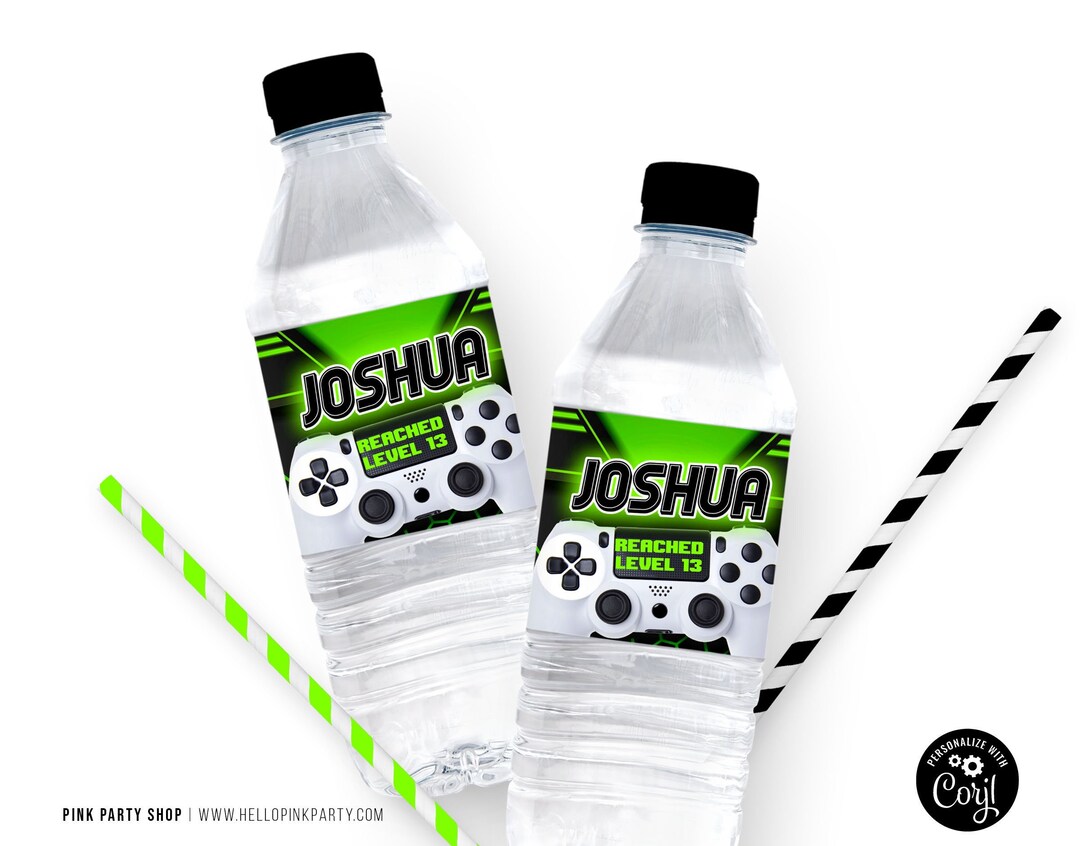 Gamer Birthday Water Bottle Labels: Editable Template Video Games Favor ...