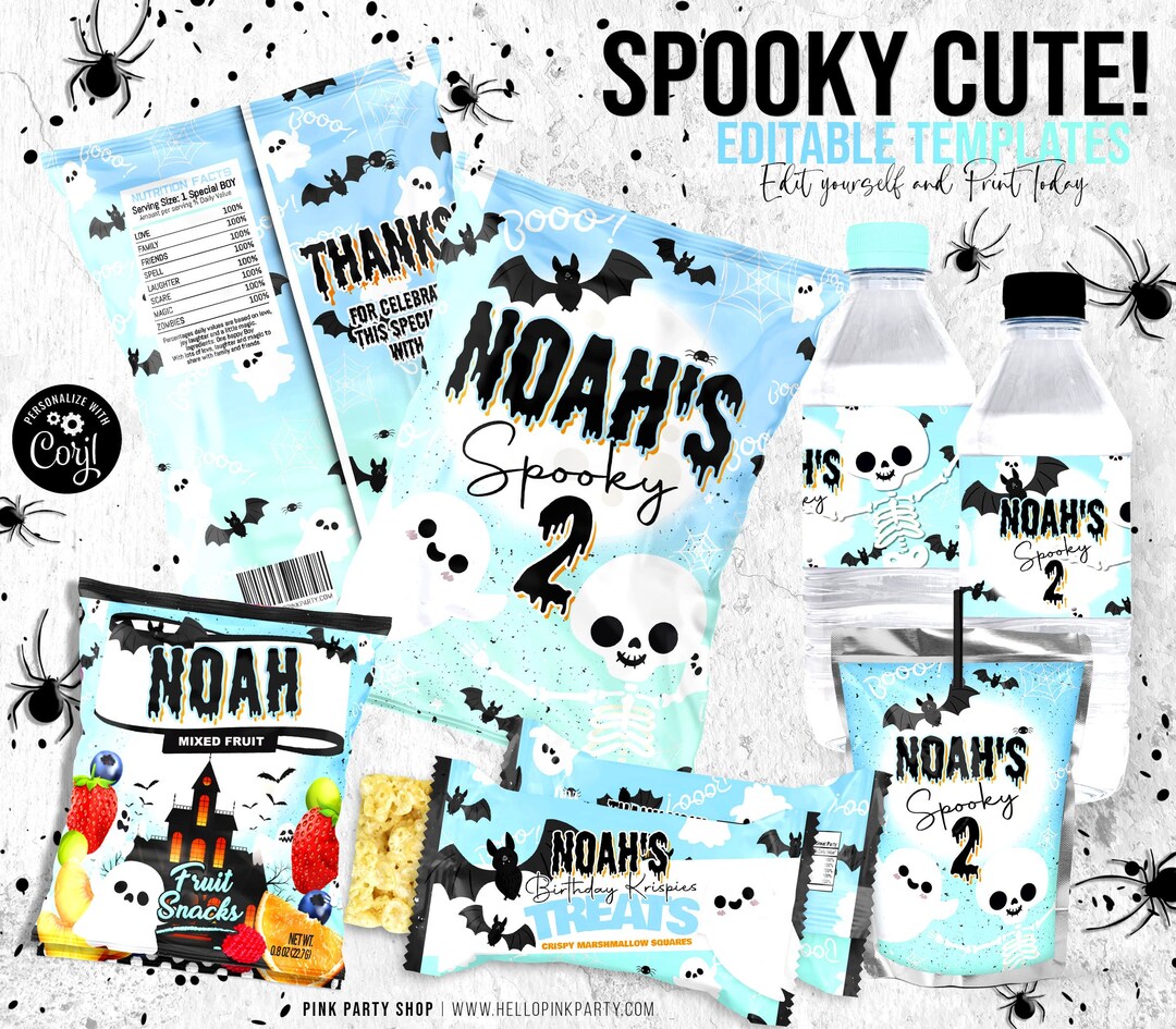 Halloween Birthday Party Bundle Kit, Template Printable, Scary Cute ...