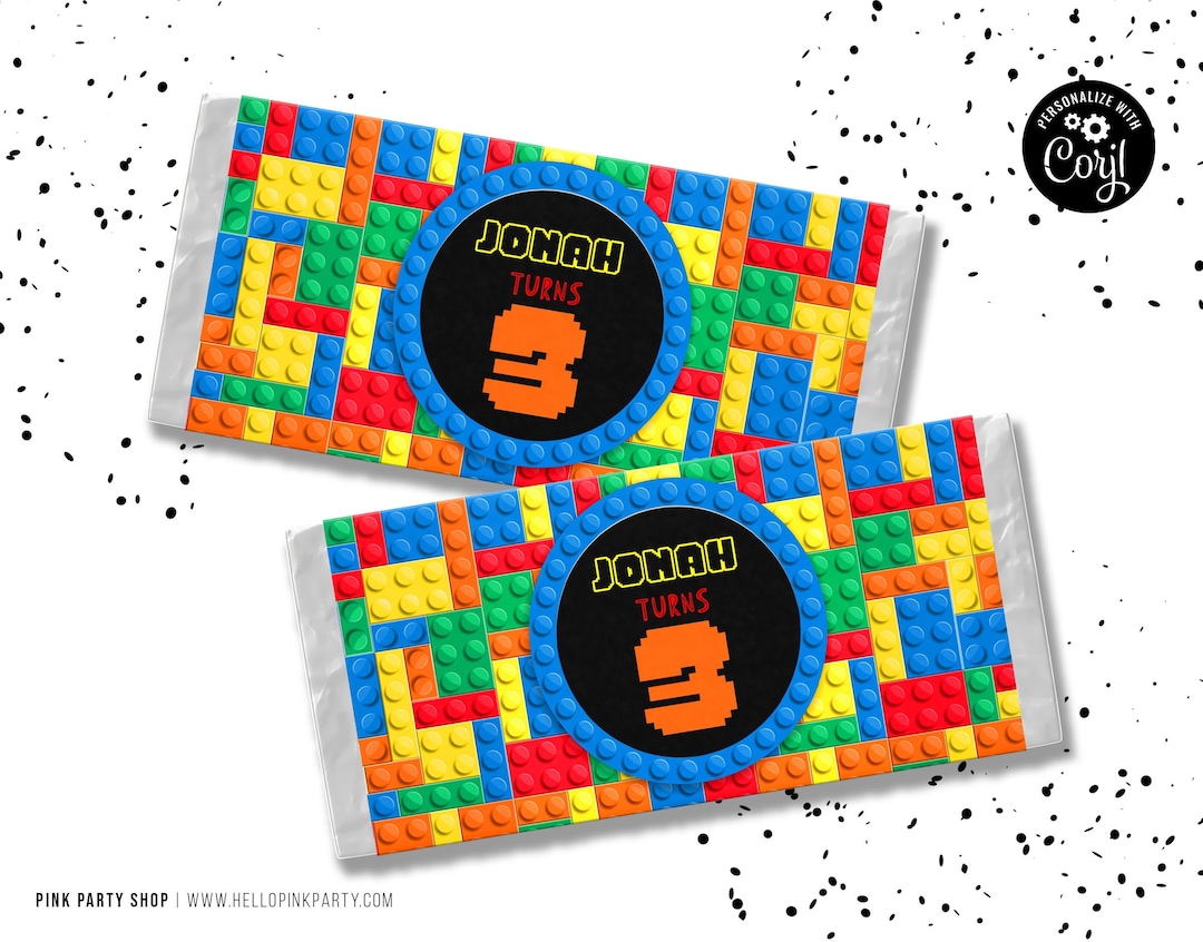 Building Blocks Birthday Party Candy Bar Wrapper, Template Printable ...