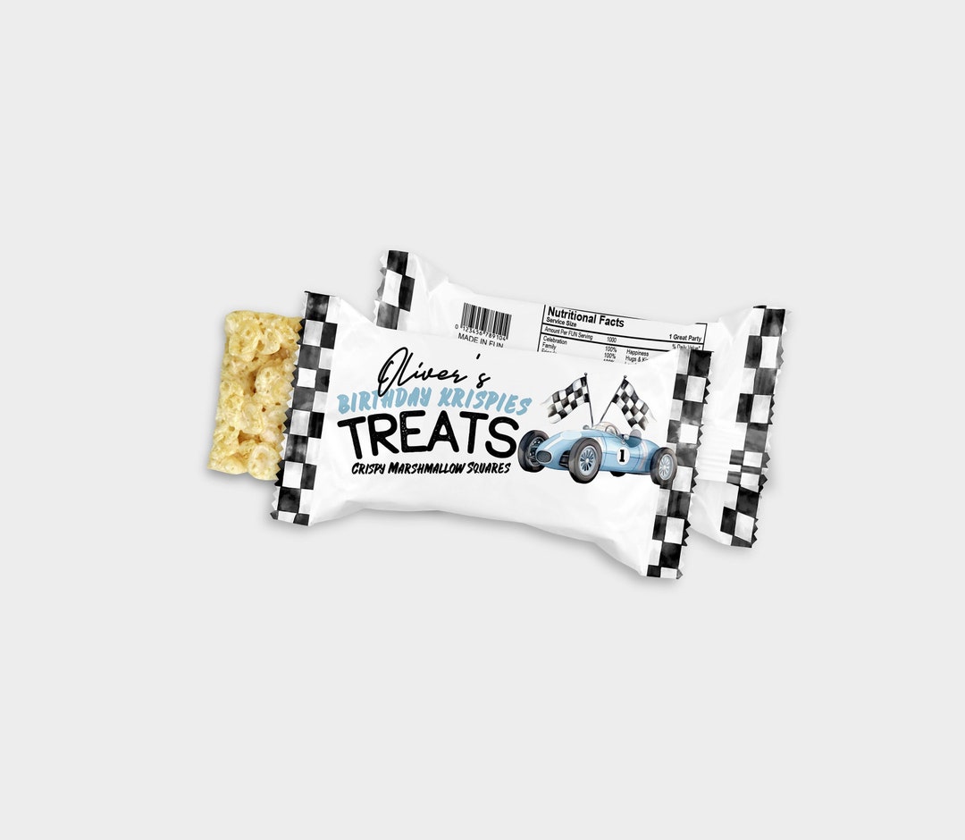 Editable Race Car Rice Treats Wrapper Racing Birthday Fast One Party ...