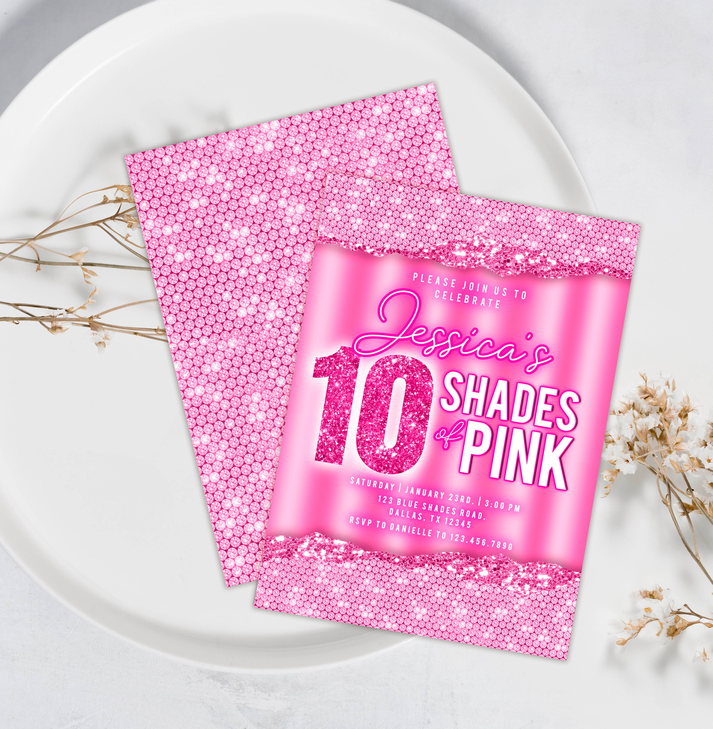 Shades of Pink Birthday Gift Bag Label: Editable Template Favor ...