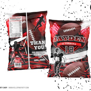 Football Birthday Chip Bag Template Party Favor (digital Download) - Etsy