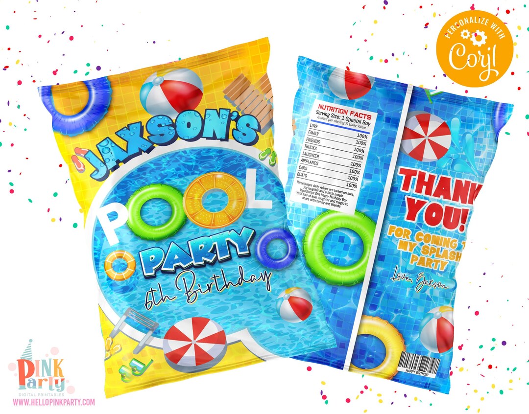 Pool Party Chip Bag: Editable Birthday Template (digital Download) - Etsy