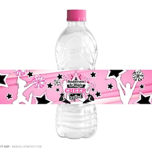 Cheerleading Water Labels Wrapper Printable Templates, Cheer Squad ...