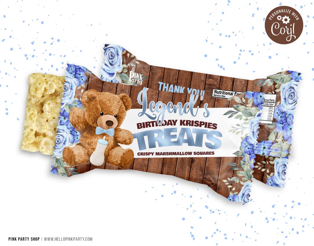 Teddy Bear Baby Shower Candy Bar Wrapper, Printable Templates, Teddy ...
