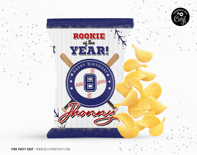 Baseball Birthday Chip Bag Wrapper: Editable Template (digital Download ...