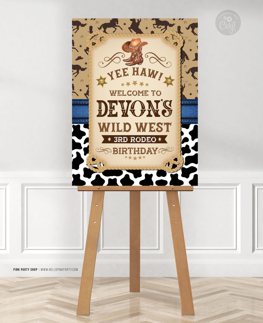 Cowboy Birthday Printable Welcome Sign Template, Rodeo Western Birthday ...