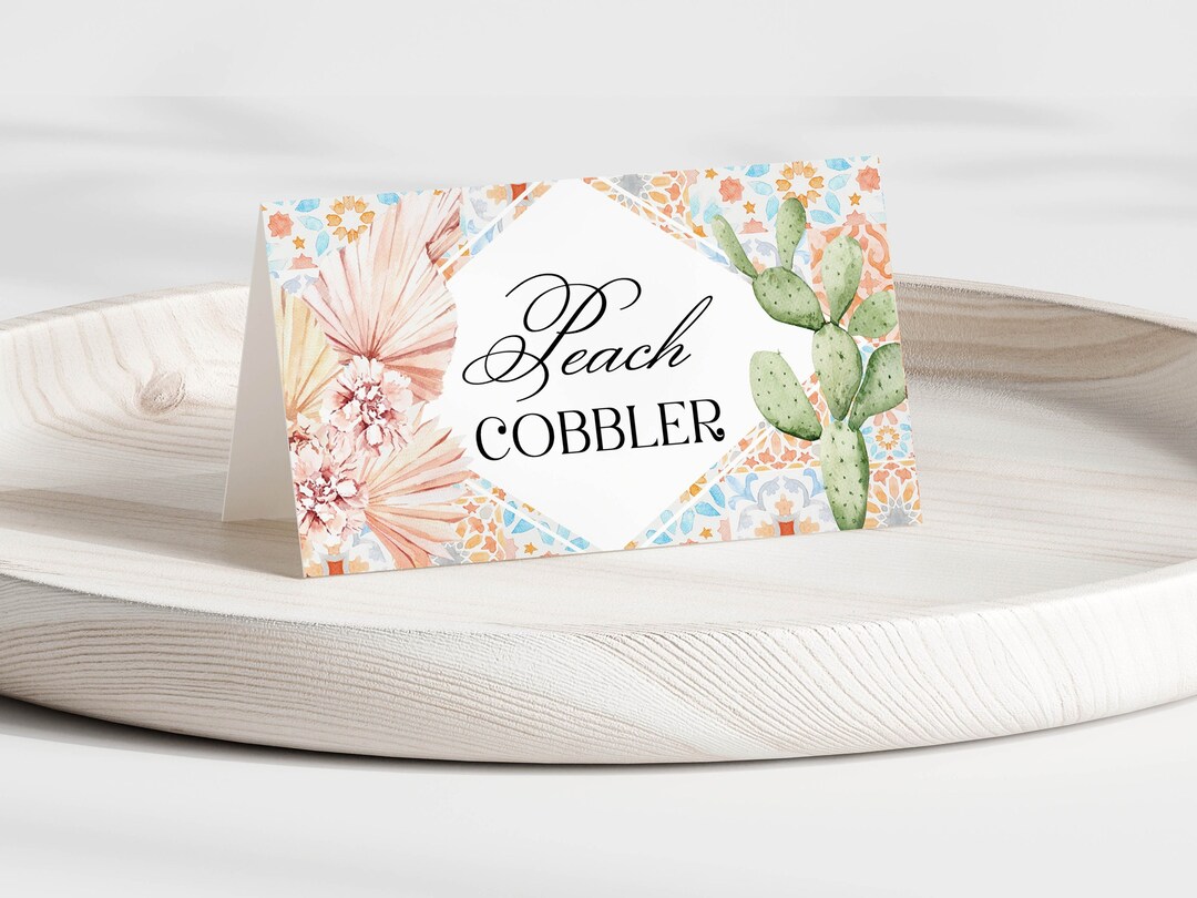 Cactus Baby Shower Food Label Editable Cacti Baby Shower Tent Card ...