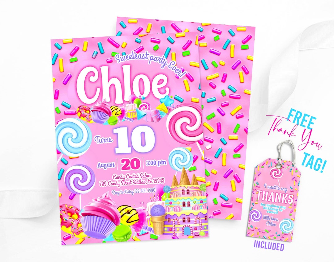 Candyland Birthday Invitation Editable Printable Template Candy Theme ...