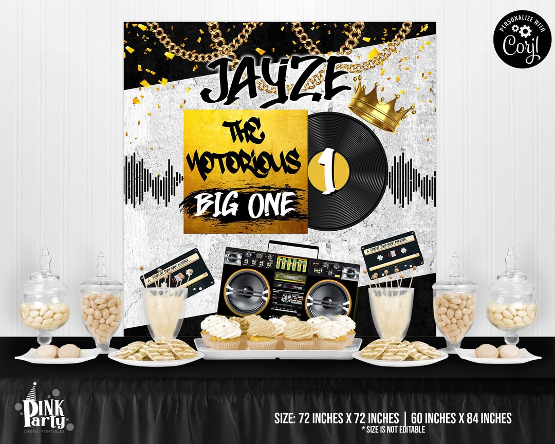 Hip Hop Birthday Backdrop: Notorious One, Urban Music Theme (digital ...
