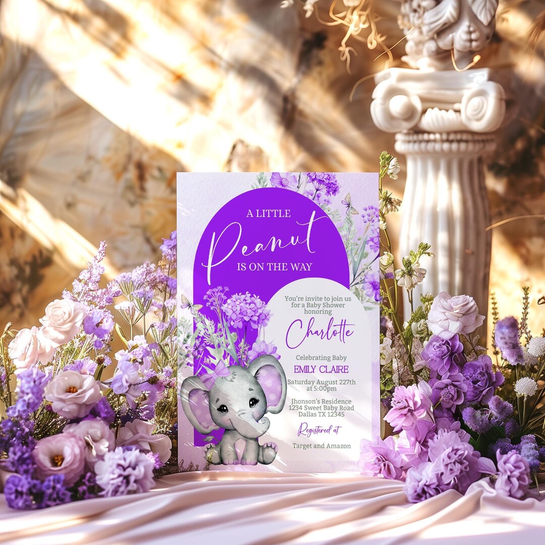 Editable A Little Peanut is on the Way Girl Baby Shower Invitation ...