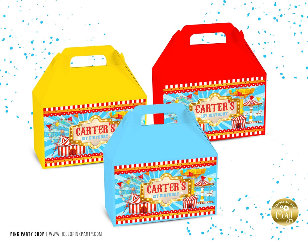 Circus Carnival Birthday Gable Box Labels, Template Printable, Circus ...