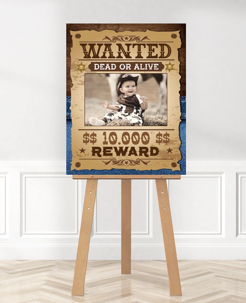 Cowboy Birthday Printable Wanted Sign Template Rodeo Western - Etsy