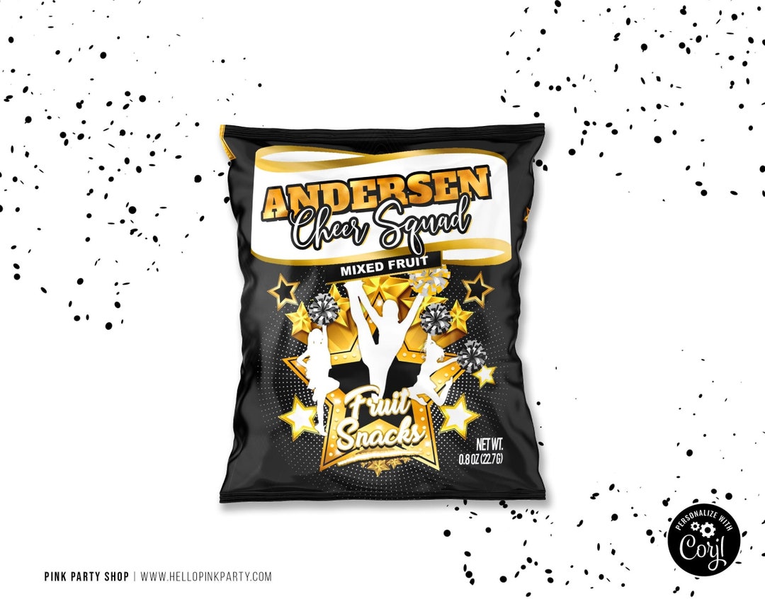 Editable Cheerleader Birthday Fruit Snacks, Template Printable, Cheer ...
