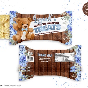 Teddy Bear Baby Shower Candy Bar Wrapper, Printable Templates, Teddy ...