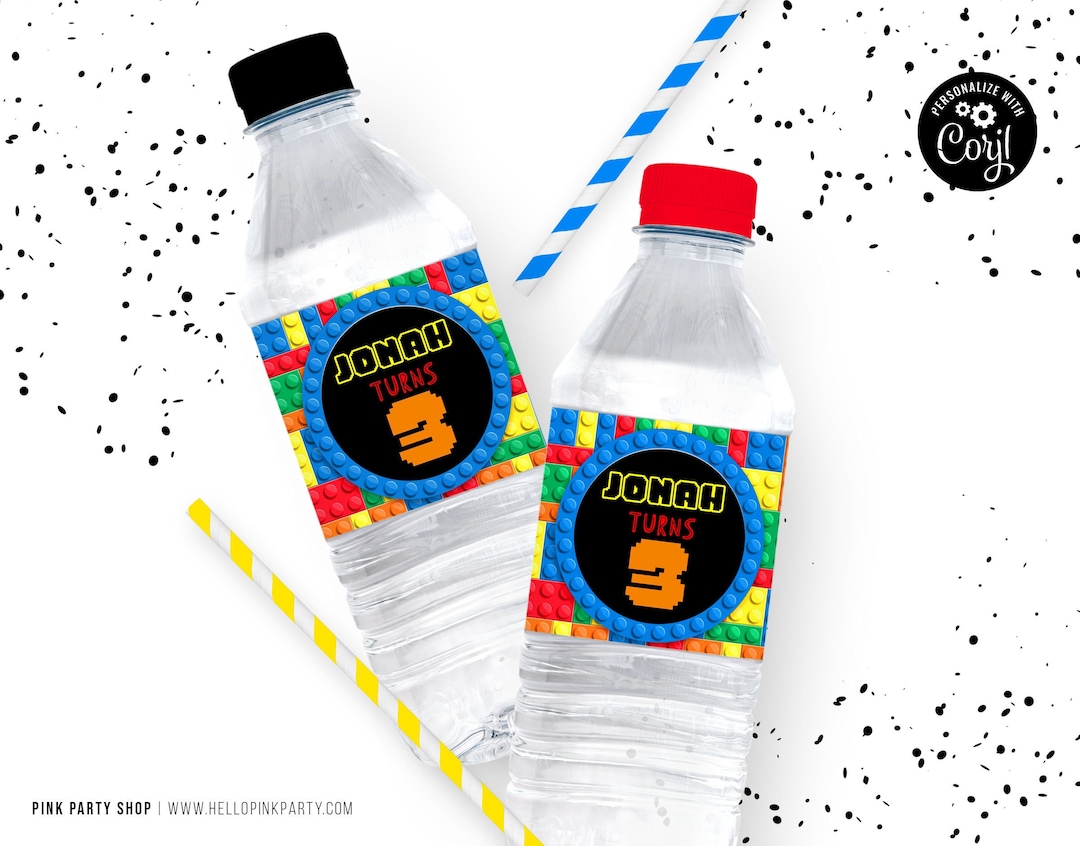 Building Blocks Birthday Party Water Labels Wrapper, Printable ...