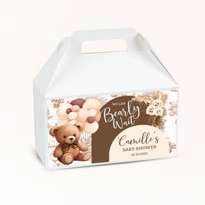 EDITABLE Bear Bearly Wait Birthday Gift Box Label, Beary First Birthday ...