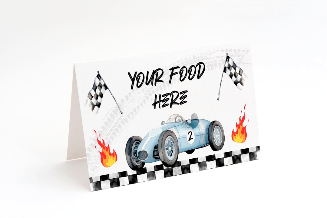 Editable Food Label Place Card Tent Race Car Birthday Racing Food ...