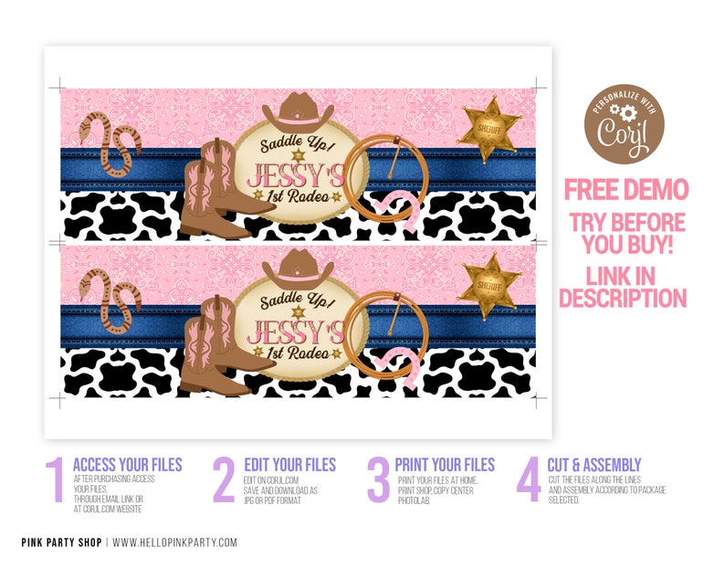 Cowgirl Birthday Potatoes Wrapper Template Printable 1st - Etsy
