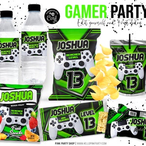 Gamer Birthday Gable Box Labels, Printable Templates, Gaming Birthday ...