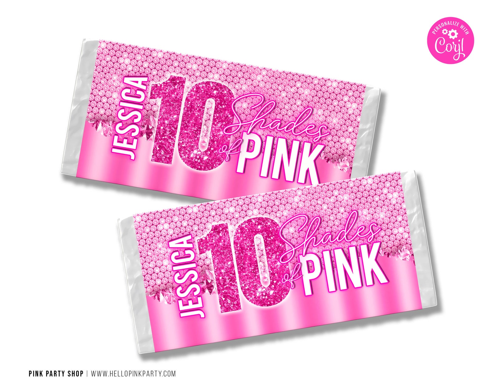 Shades of Pink Birthday Gift Bag Label: Editable Template Favor ...