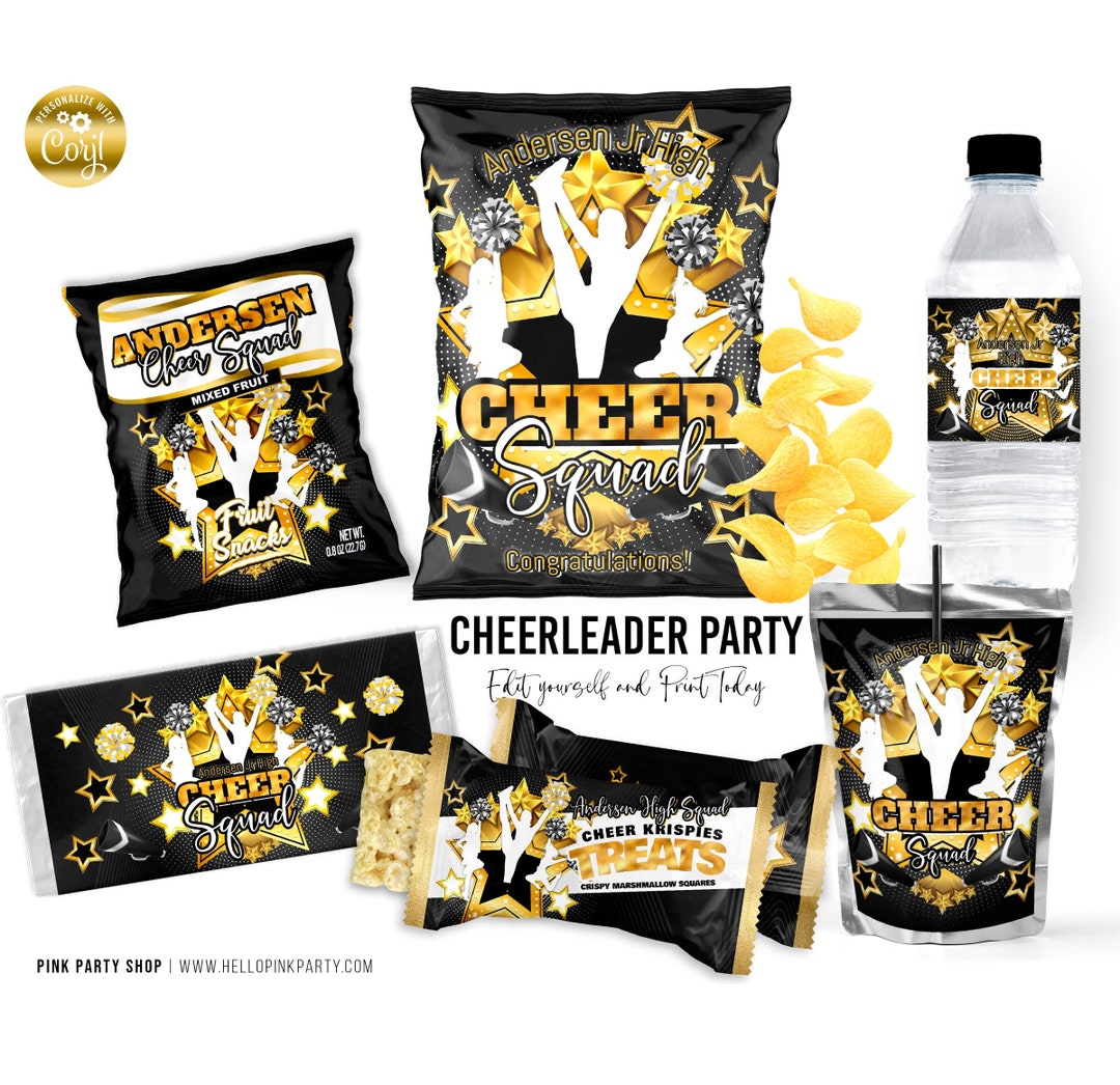 Cheerleader Team Birthday Party Bundle Kit, Template Printable, Cheer ...