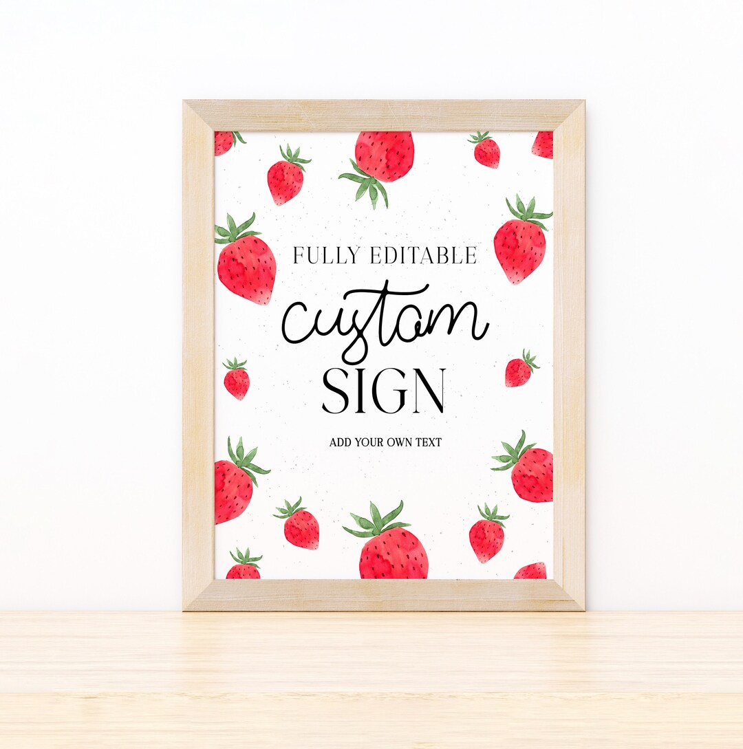 Strawberry Editable Sign, Custom 8x10 Sign, Berry Editable Sign 8x10 ...