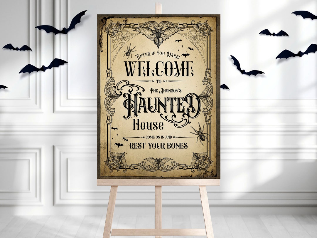 Editable Vintage Halloween Welcome Sign Custom Sign Haunted House ...
