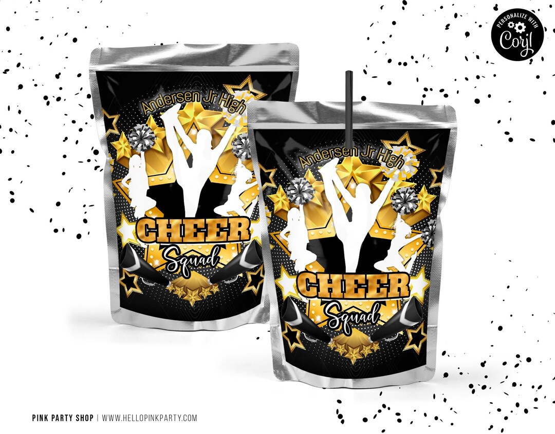 Cheerleading Juice Pouch Labels, Printable Templates, Cheer Squad ...