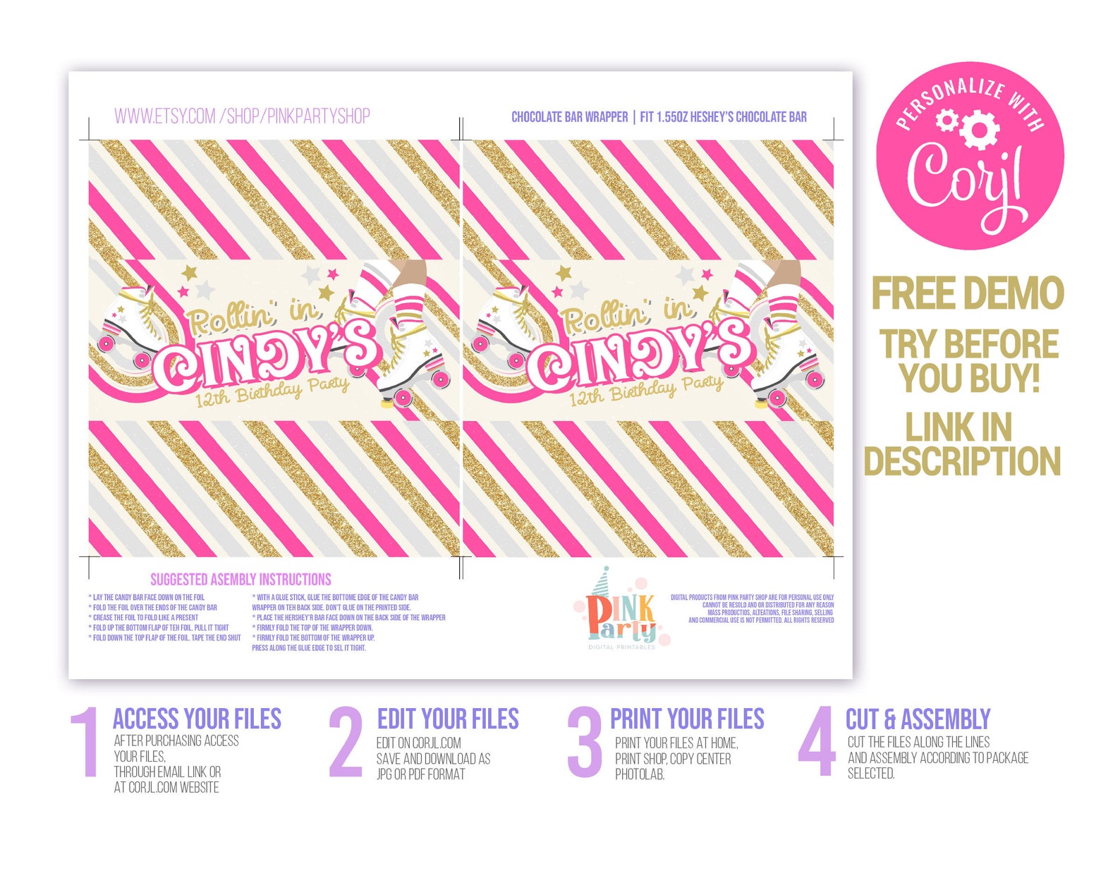 Kids Birthday Candy Bar Wrapper Template Printable Kids | Etsy