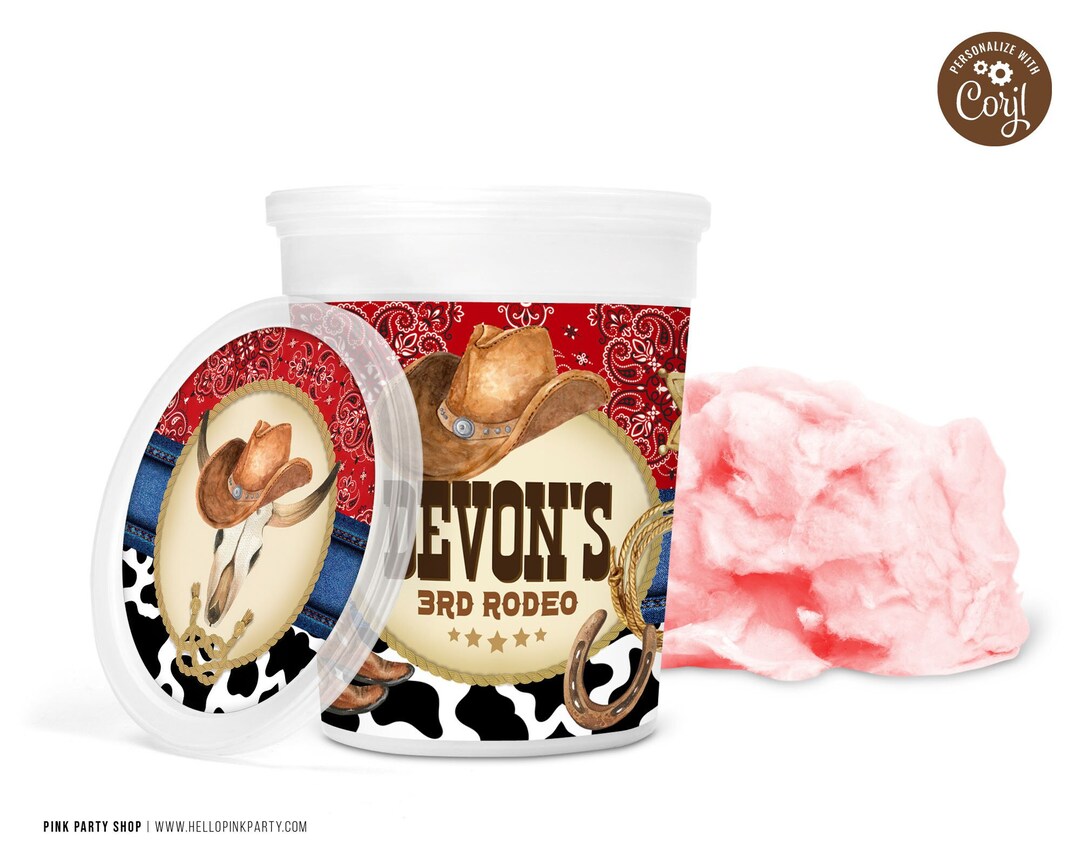 Cowboy Cotton Candy Wrapper: Western Rodeo Party Favor (editable ...