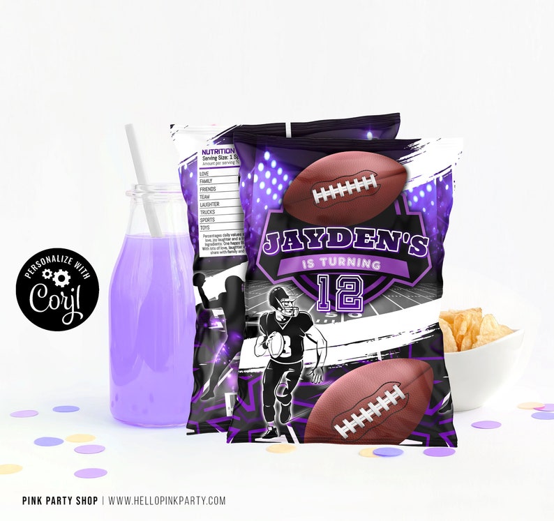 Football Birthday Chip Bag Template (digital Download) - Etsy