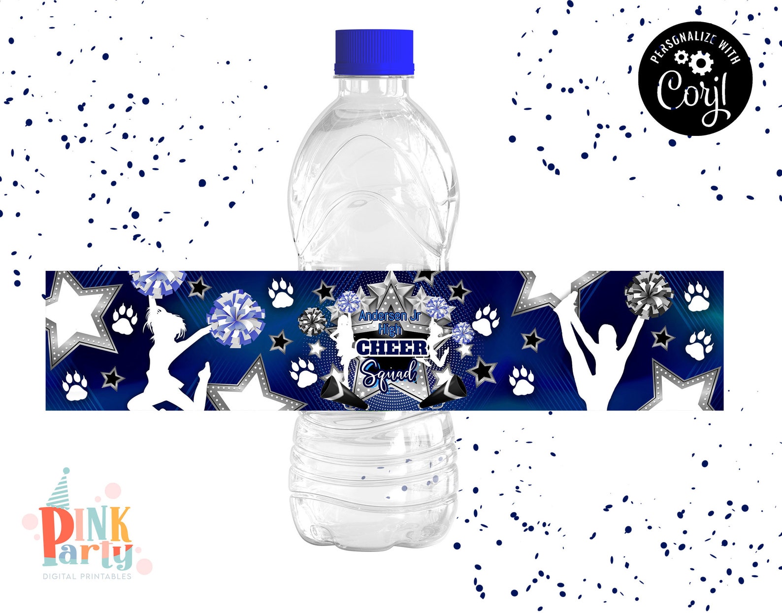 Cheerleading Water Labels Wrapper, Printable Templates, Cheer Squad ...