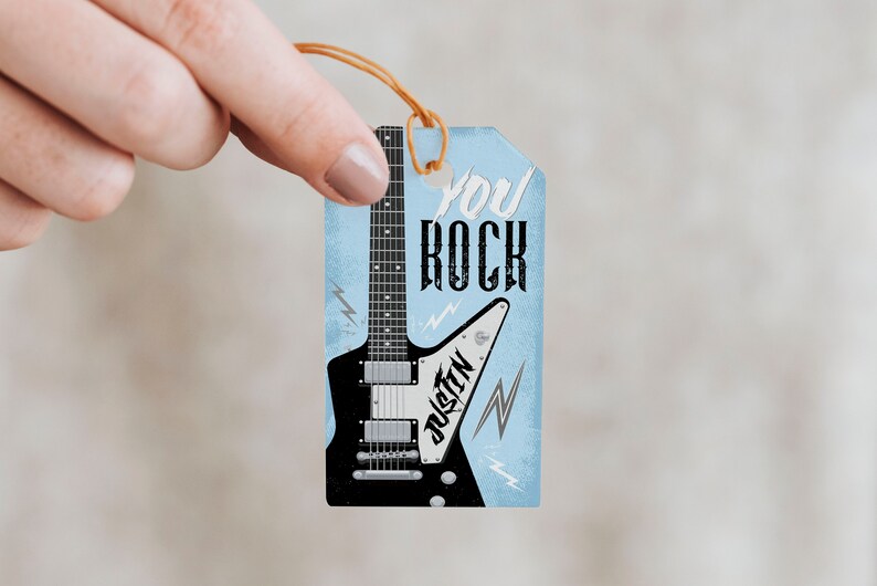 Rock Star Birthday Thank You Tag Template Printable Rock and - Etsy