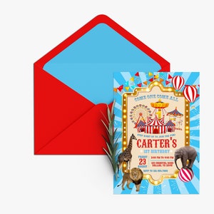 Circus Birthday Invitation Editable Template Carnival Birthday ...
