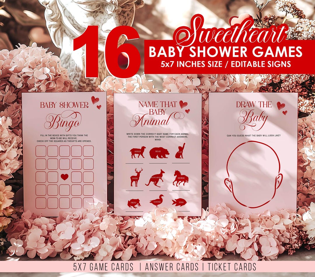 Editable Valentine Baby Shower Game Bundle A Little Sweetheart on the ...
