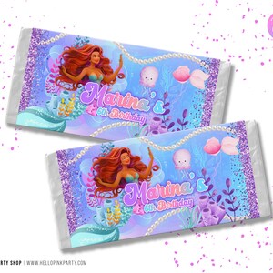 Mermaid Birthday Water Labels, Template Printable, Little Mermaid Party ...
