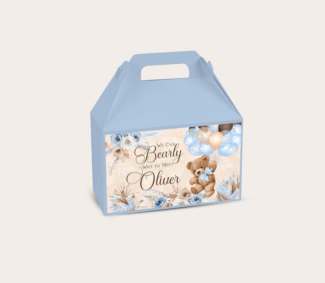 EDITABLE Bear Bearly Wait Birthday Party Gift Box Label, Beary First ...
