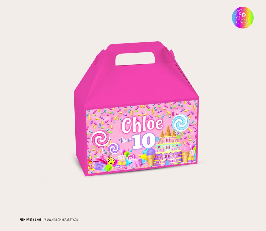 Candyland Birthday Gable Box Labels: Editable Candy Party Favors ...