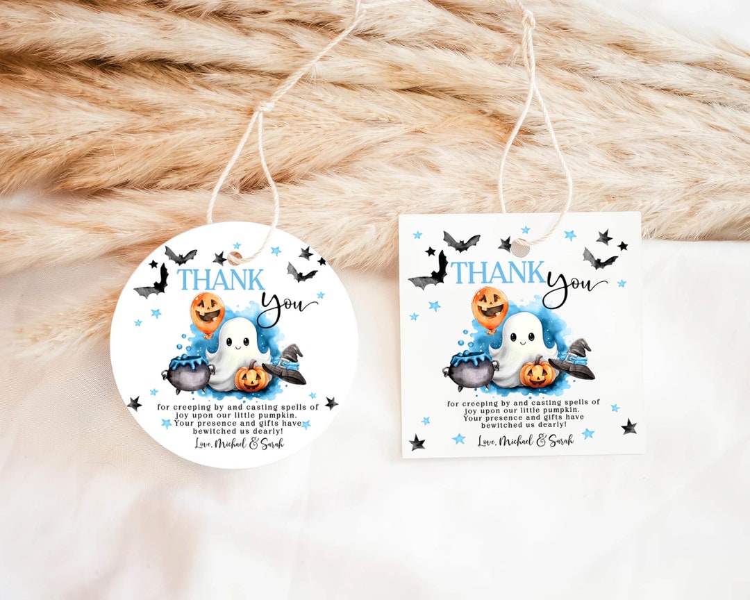 Editable A Little Boo Baby Shower Round Favor Tag Halloween Baby Shower ...