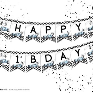 Printable Editable Race Car Photo Banner Template, Two Fast One Race ...