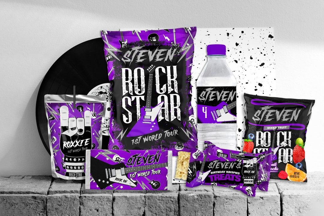 Editable Rock Star Birthday Party Bundle, Born to Rock Party, Party ...